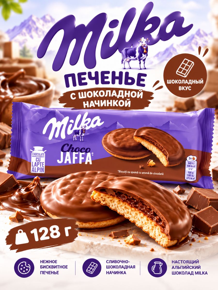 Печенье бисквитное Милка шоколадное 128 г