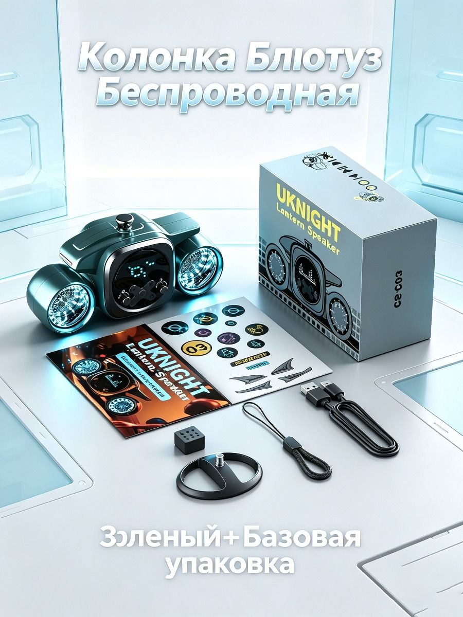 Колонка Блютуз Беспроводная: Акустика С Пиксельным Дисплеем И Атмосферной Подсветкой, Киберпанк Мех Дизайн