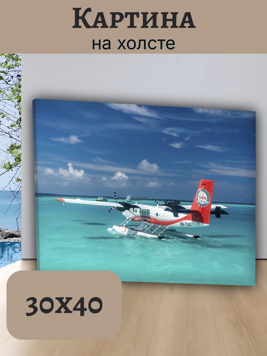 Картина Постер Мальдивы 30x40 с гидросамолетом