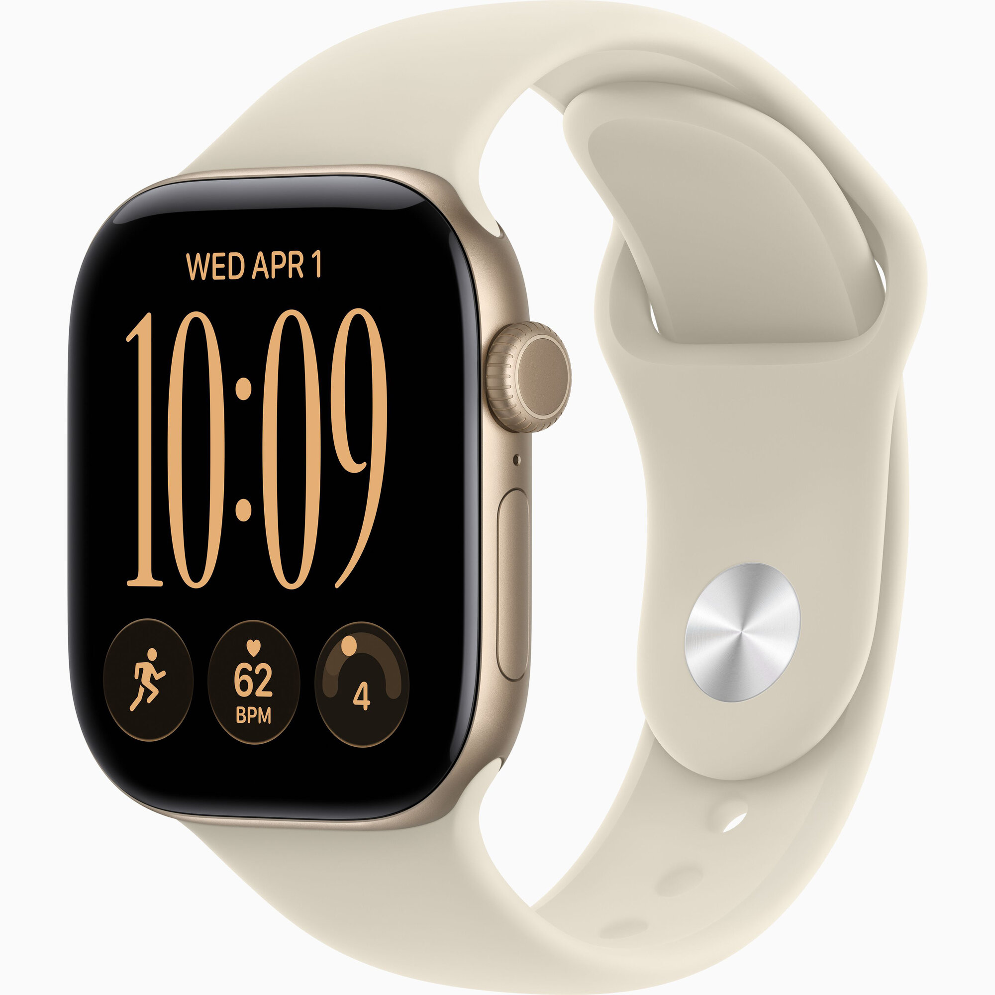 Умные часы Apple Watch S12 46mm Light Gold (золотистый) GPS Aluminium Case with Sand Sport Band - S/M