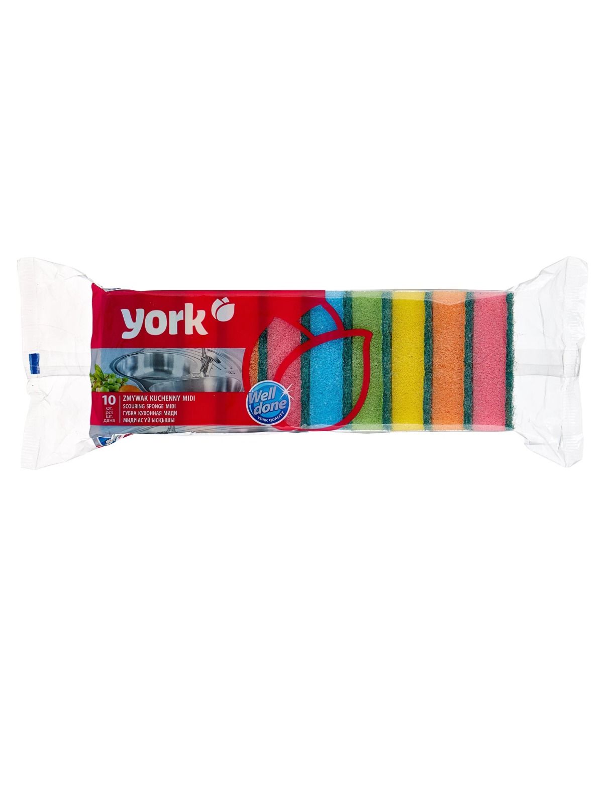 York Губки для посуды миди, 10 штук в упаковке