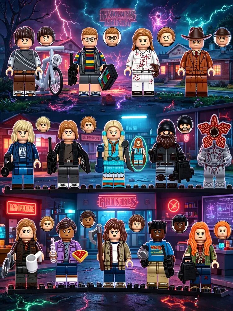Набор минифигурок Очень странные дела / Stranger Things совместимы с конструкторами лего 14шт (4.5см, пакет)