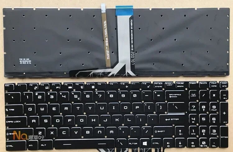 Клавиатура для MSI GV62 GF62 7RE, черный, White key backlit