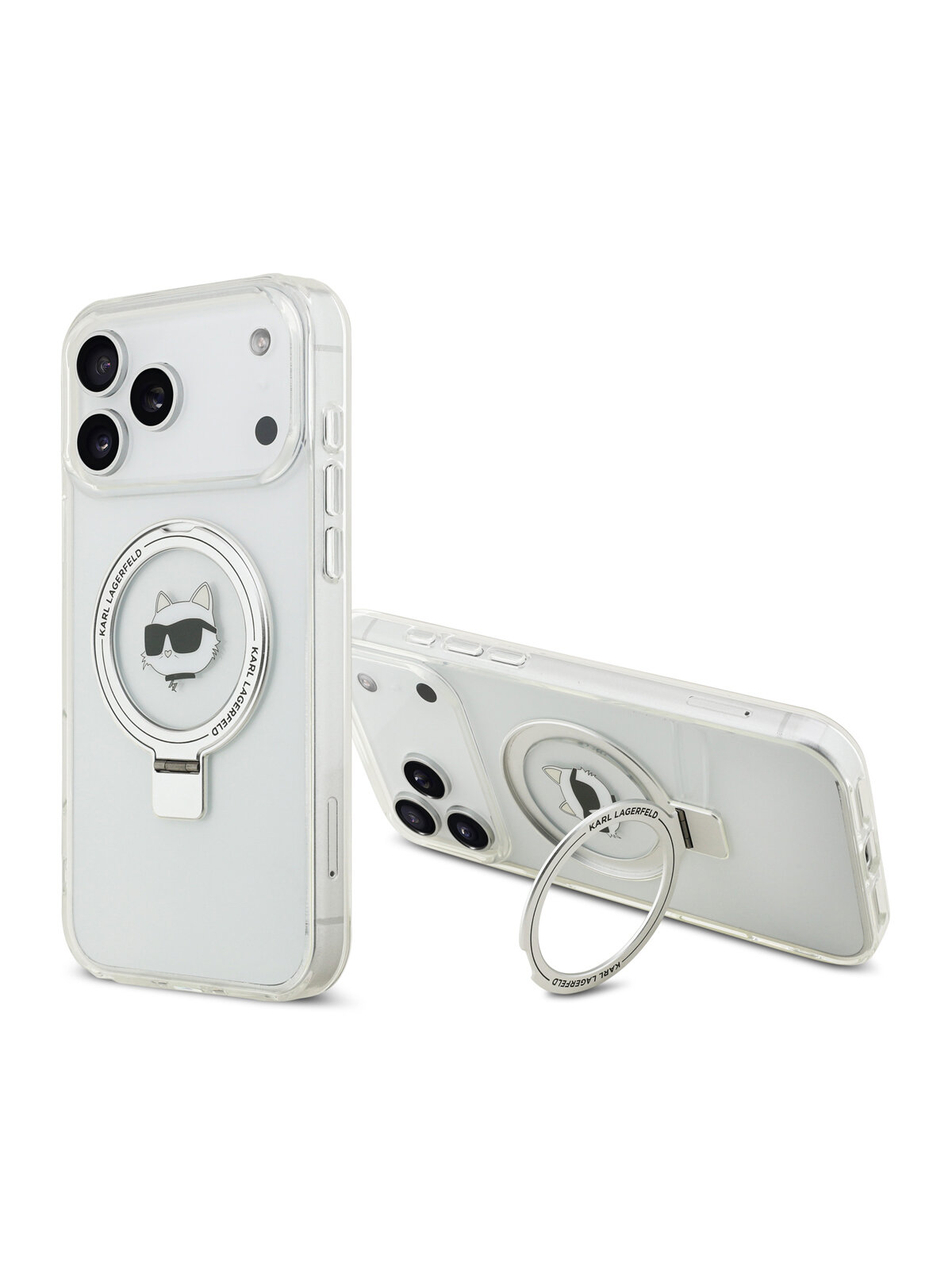 Чехол Karl Lagerfeld на iPhone 18 Pro/17 Pro с магнитами MagSafe, с подставкой, с защитой камеры, прозрачный