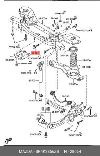 Болт сход-развала MAZDA 3 (BK) 03-09,(BL) 09-13