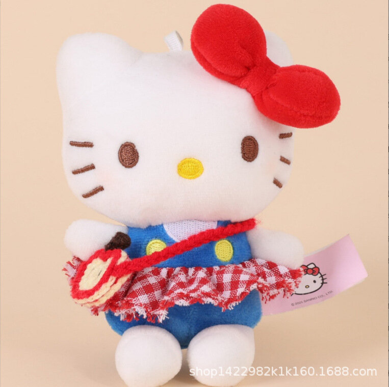 Оригинальный брелок Sanrio Hello Kitty, плюшевый кулон для рюкзака, 10 см, сумка яблоко