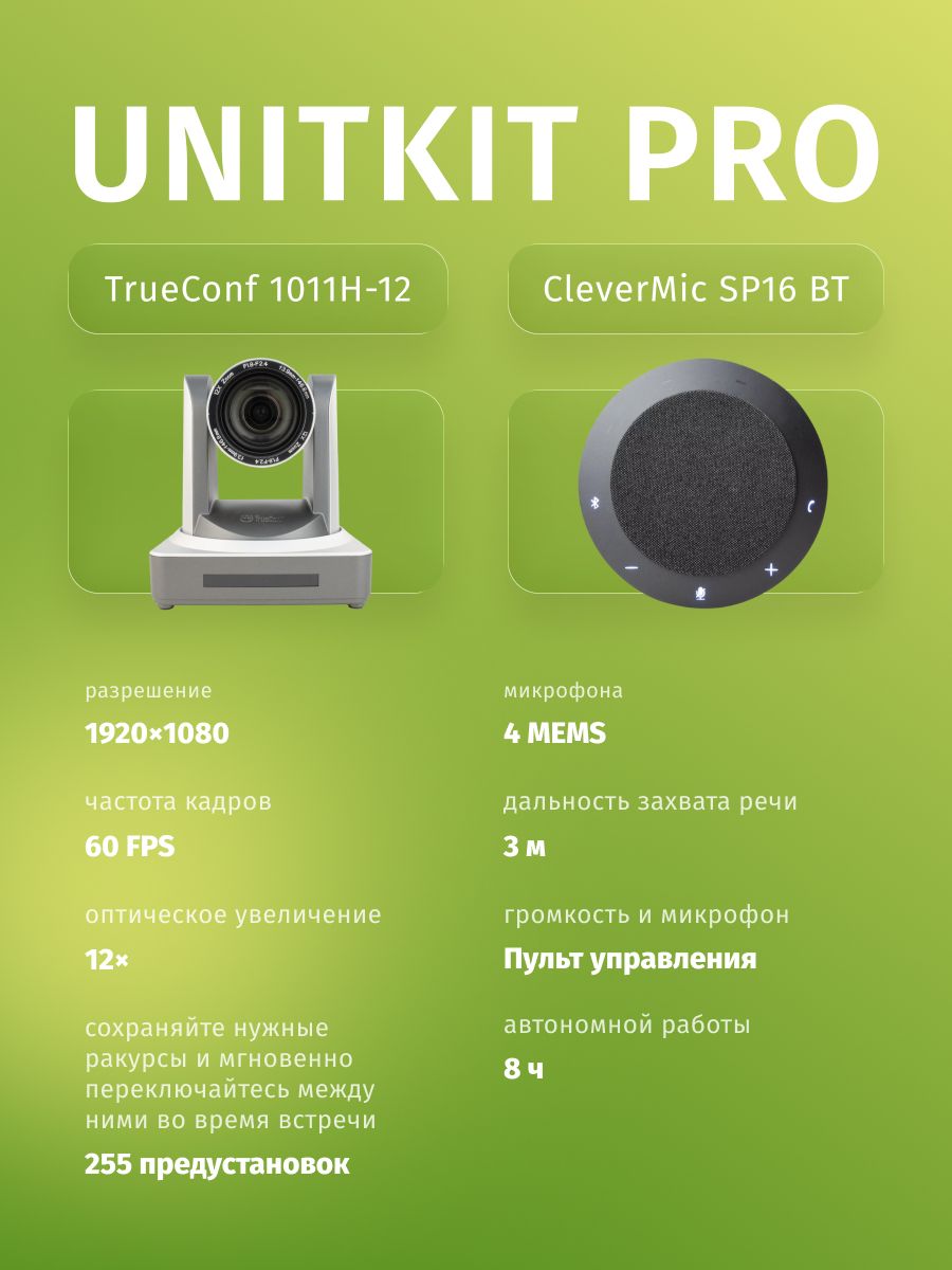 UnitKit Pro Комплект для ВКС: PTZ камера + спикерфон