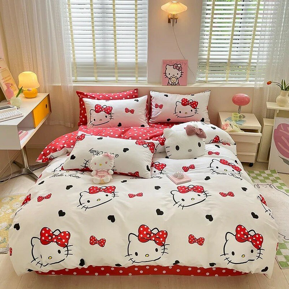 Комплект постельного белья Sanrio Hello Kitty 4 предмета, A1, 1.5M 200-230CM 4PCS