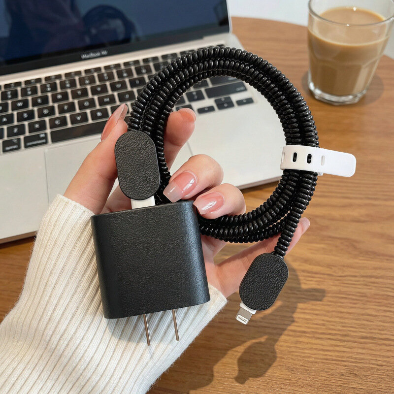 5-Комплект Чехол из ТПУ и искусственной кожи для зарядного устройства Apple 20W и обмотка для кабеля iPhone