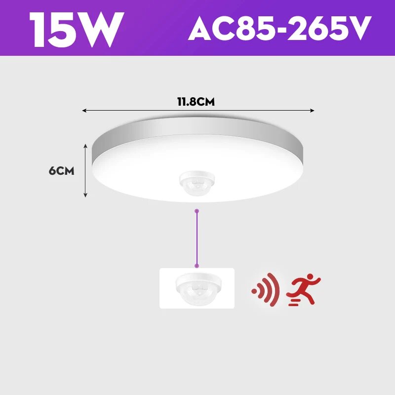 CANMEIJIA Умный Потолочный Светильник с Датчиком Движения 220В Type A 15W, Warm White