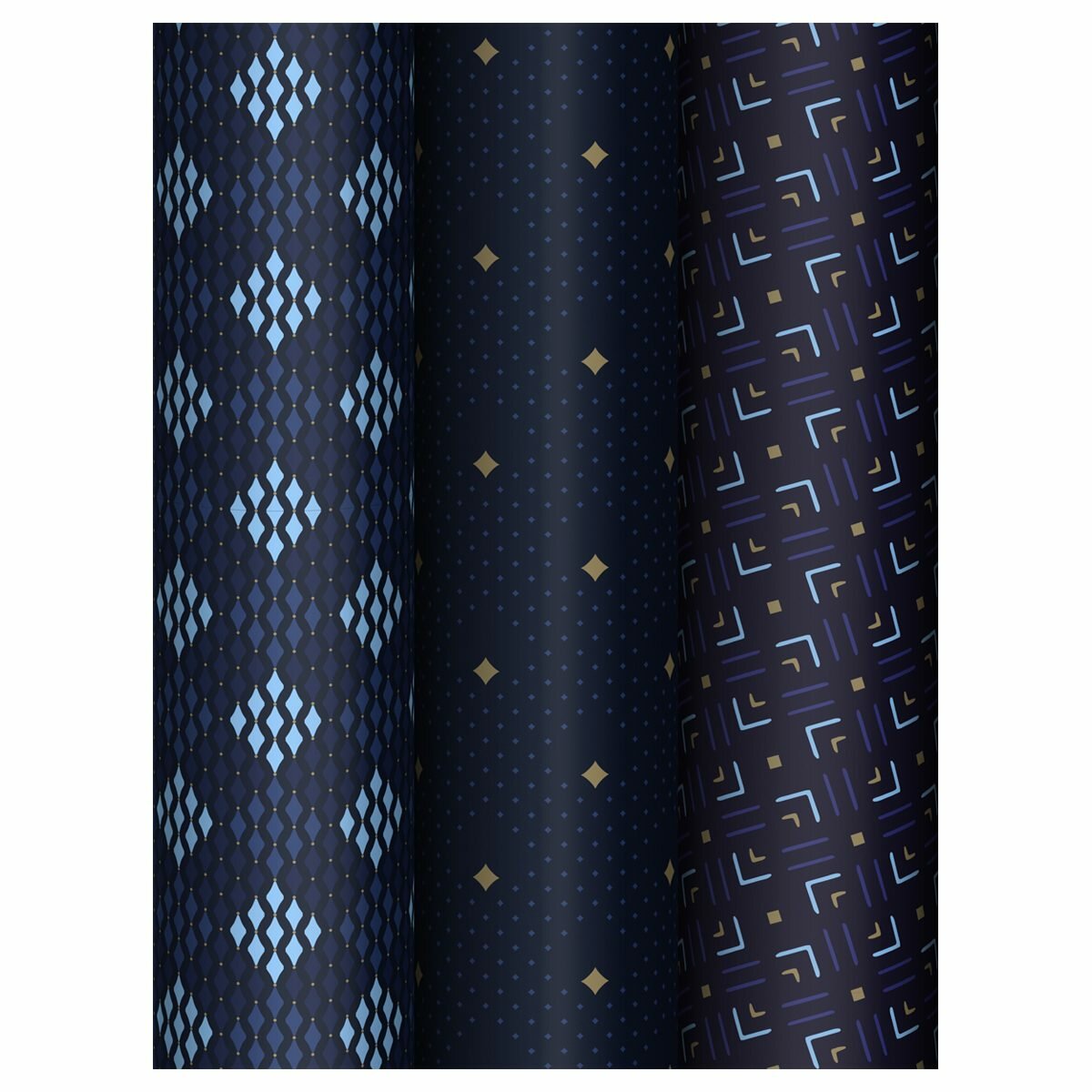 Бумага упаковочная глянцевая 70x100см, MESHU "Strict pattern", 80 г/м2, 3 дизайна (MS_62825), 51 уп.