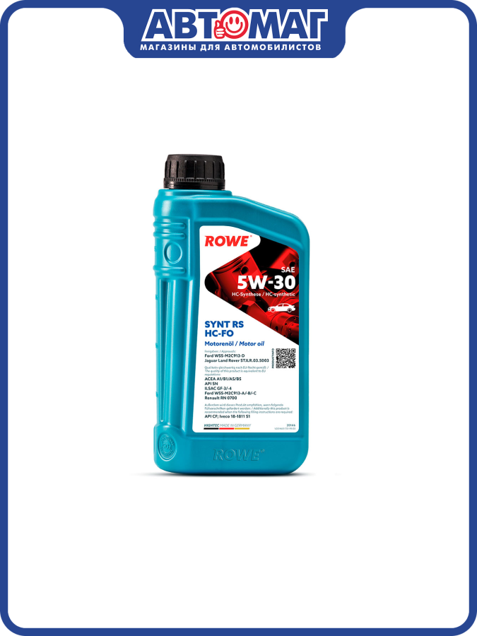 Масло моторное ROWE HIGHTEC SYNT RS SAE 5W-30 HC-FO (1л) ROWE ROWE-5W30-H-FO-1L