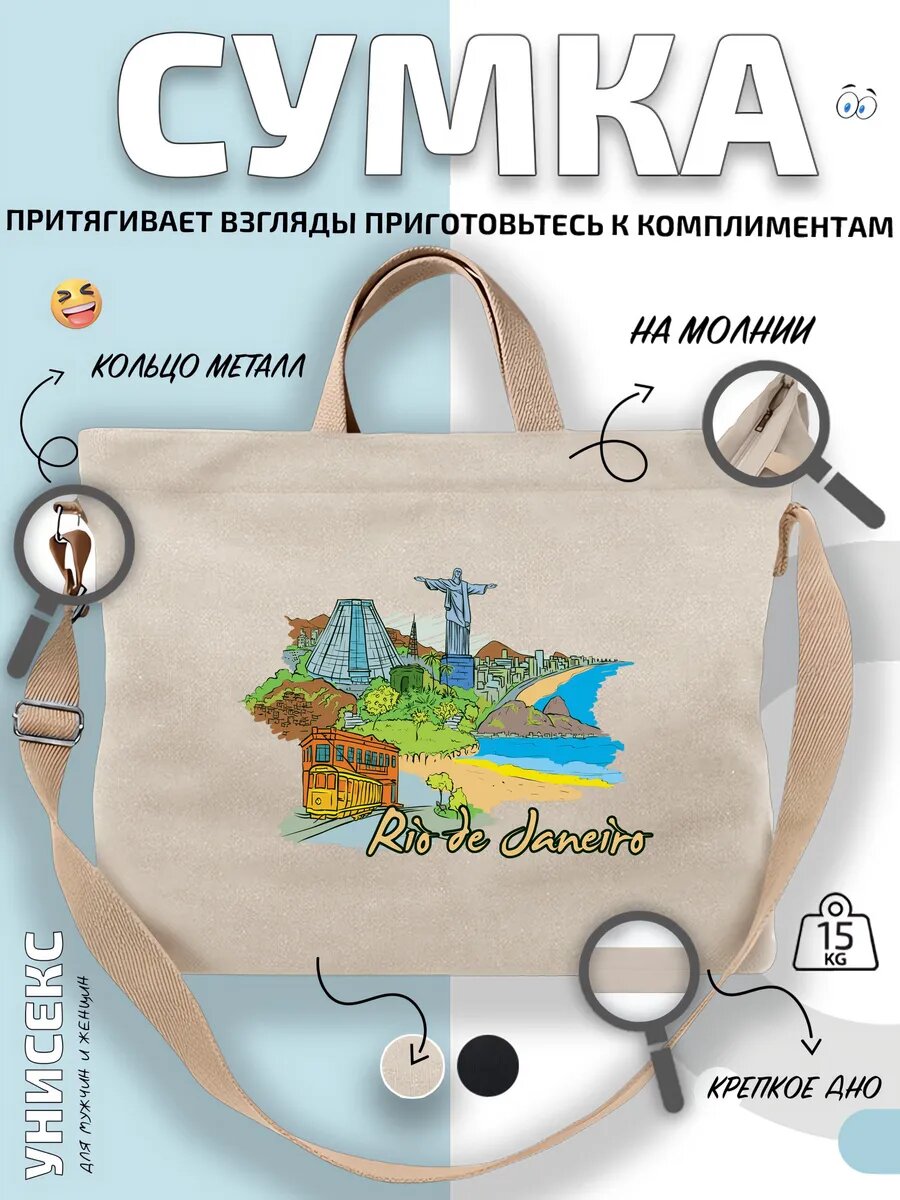 Сумка шоппер  Рио де Жанейро панорама у пальм