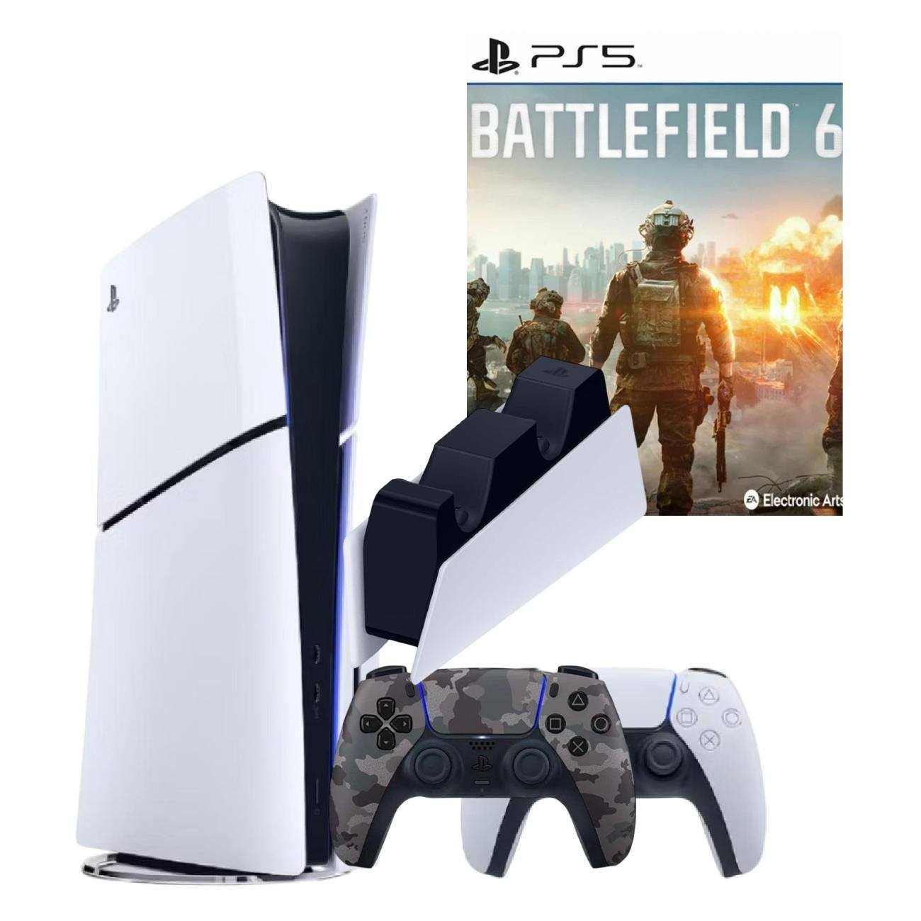 Игровая приставка PlayStation 5 Slim Disk + Battlefield 6+ Dualsense Charging Station+DualSense PS5 Camouflage