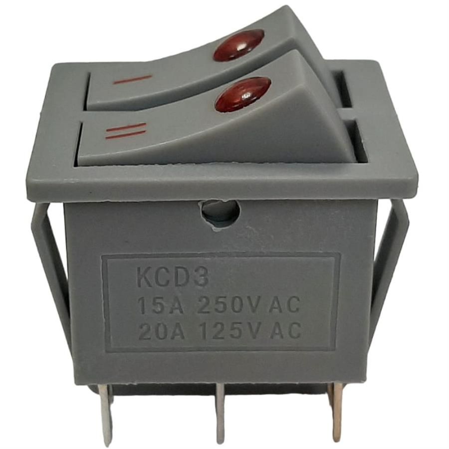 Переключатель двухклавишный KCD3, KCD4 (272(1)) с подсветкой 15A 250VAC для масляного обогревателя