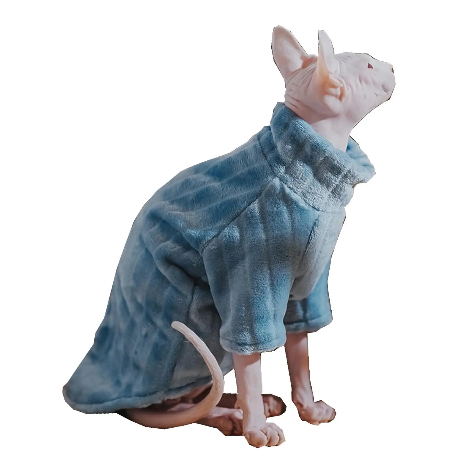Коралловый флисовый свитер для кошек-сфинксов XL (9-13 lbs), Blue