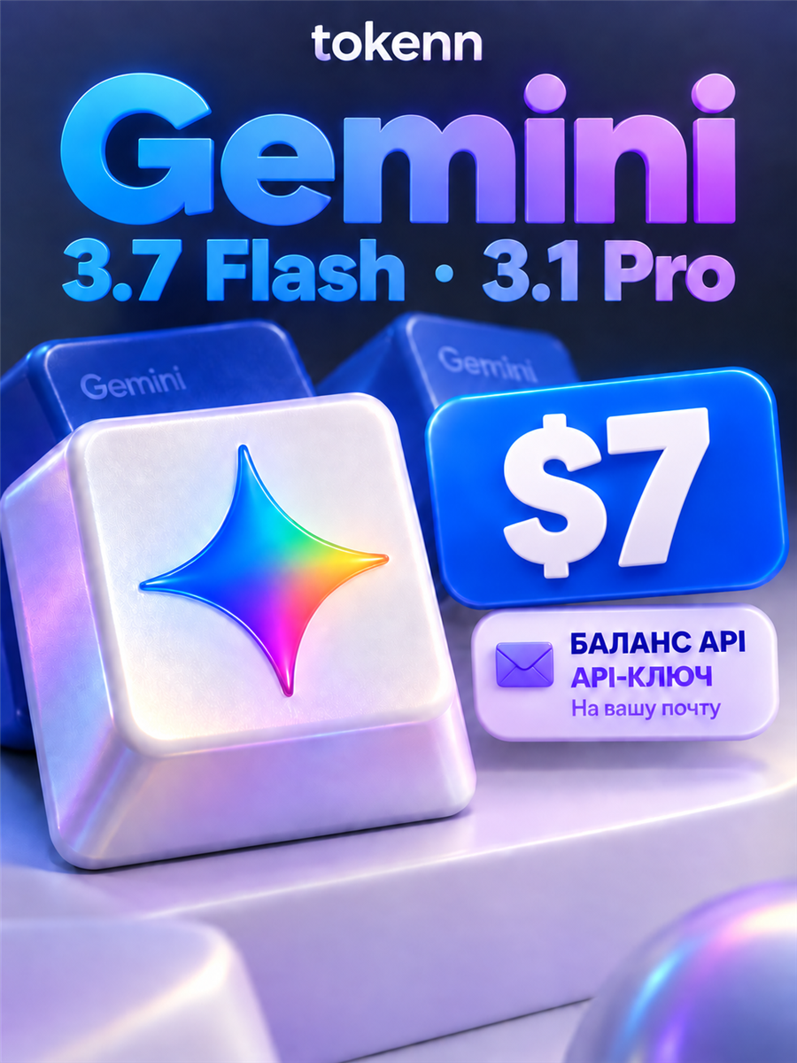 Gemini 3.1 Pro / 3.7 Flash API-ключ | 7 долларов баланса | Индивидуальный доступ