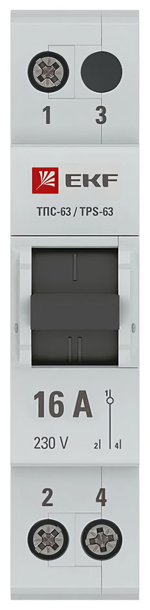 Трехпозиционный переключатель EKF PROxima ТПС-63 1Р 16А 230 В на DIN-рейку (TPS116)