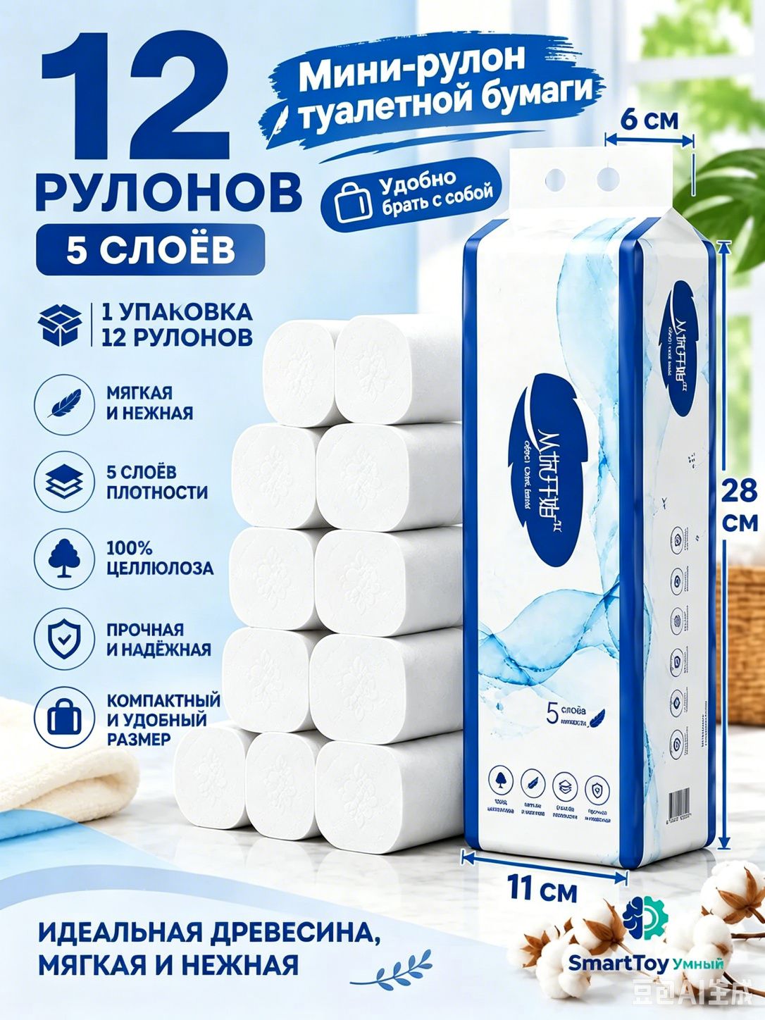 Туалетная бумага 12 шт