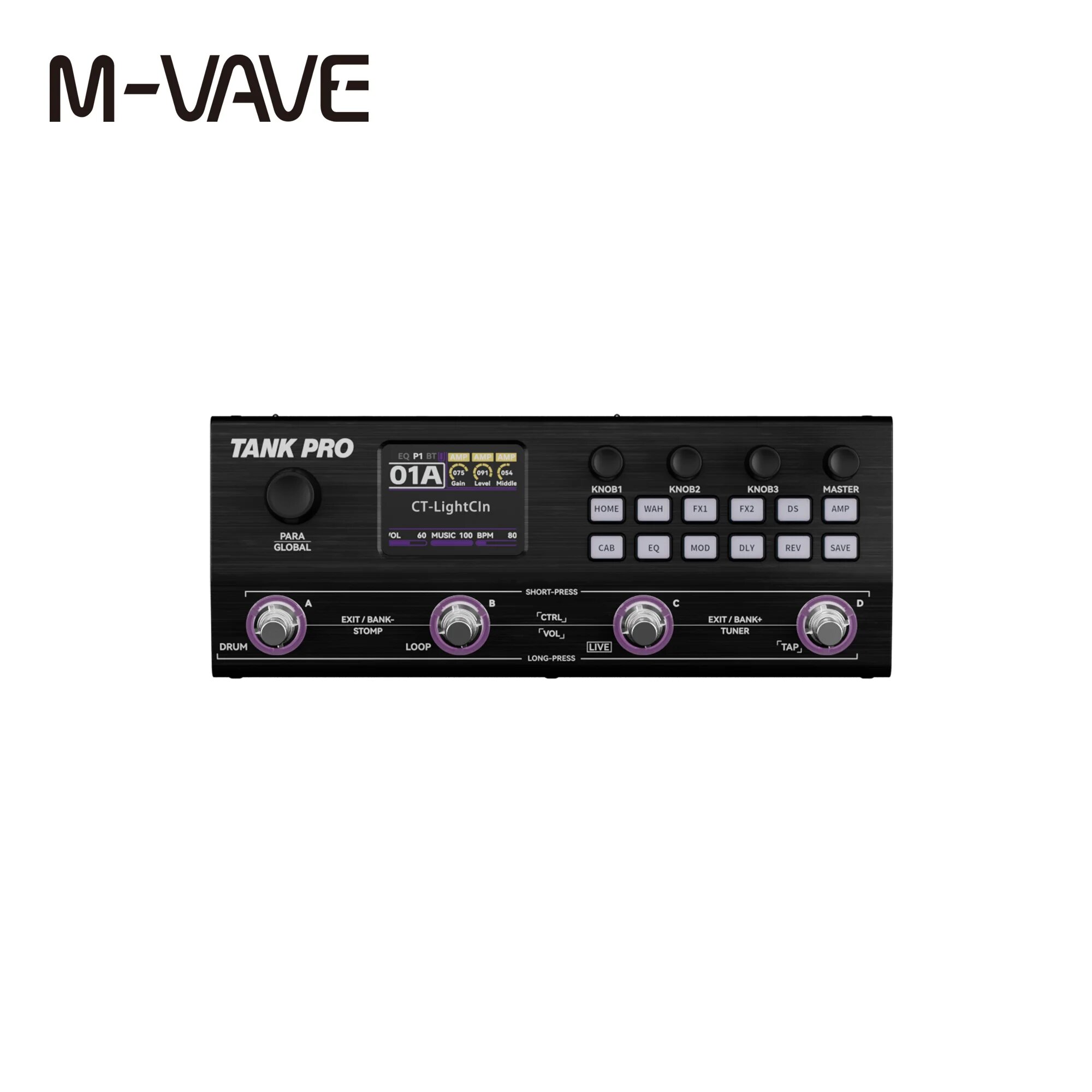 M-VAVE TANK PRO многоэффектная педаль гитары TANK PRO Black