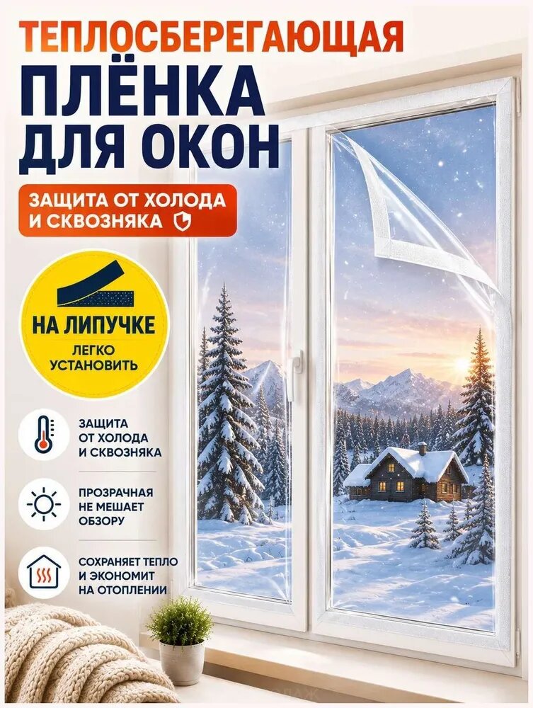 Пленка для окон 50x50 см 1 шт атермальная прозрачный