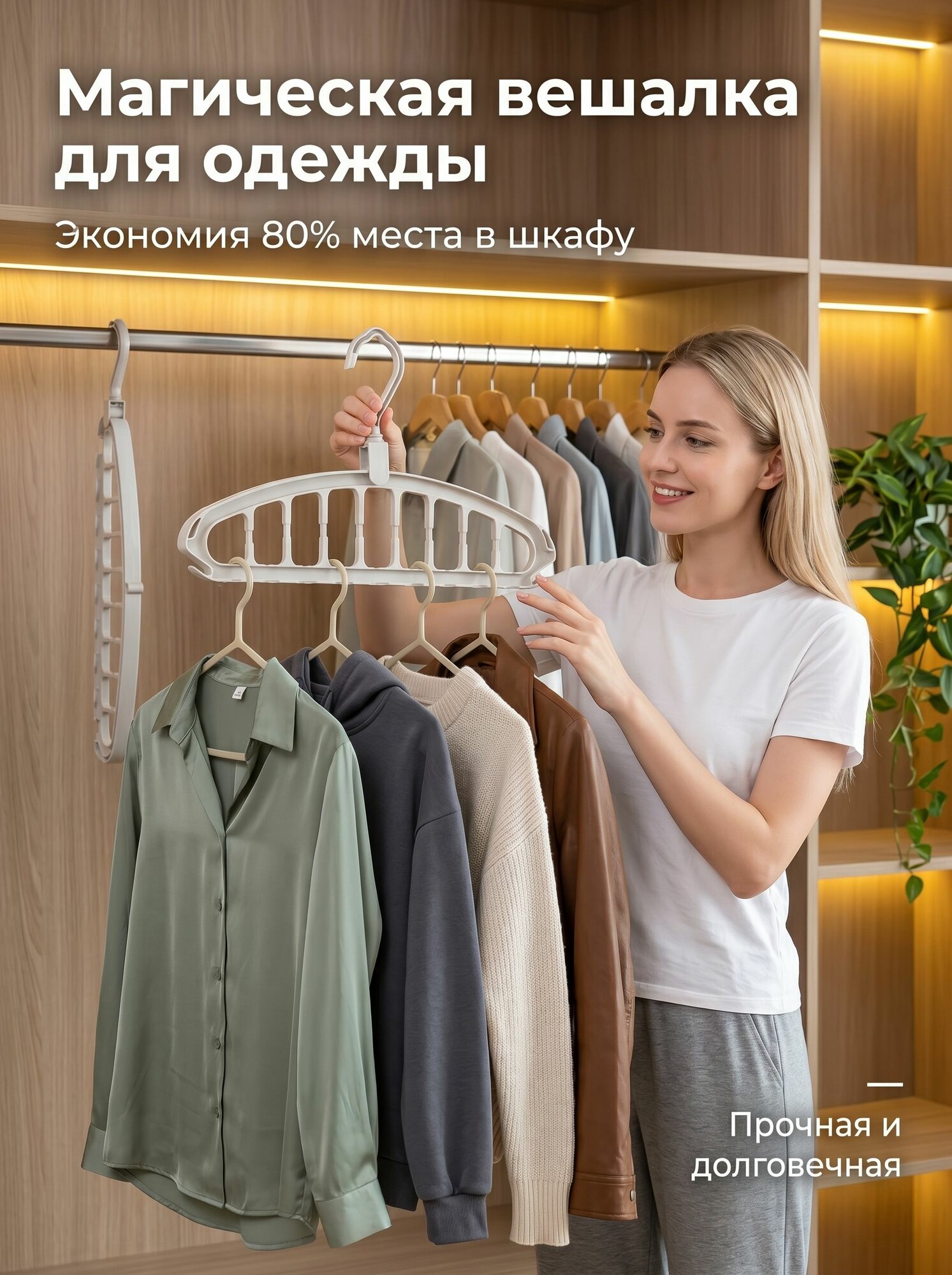 Вешалка-органайзер 2 шт пластик белый