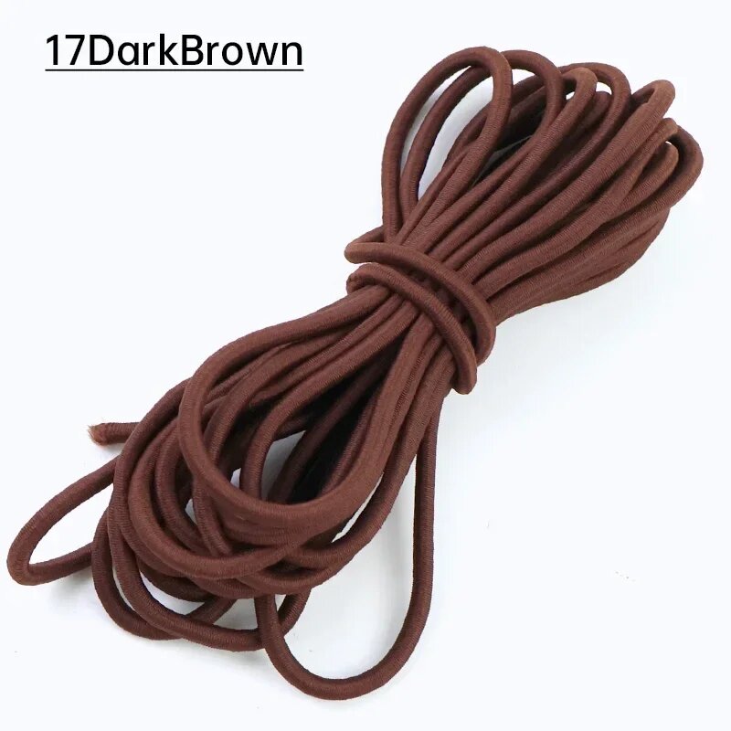 Эластичный шнур Meetee 5 мм, разноцветный Коричневый, 17DarkBrown, 20Meters