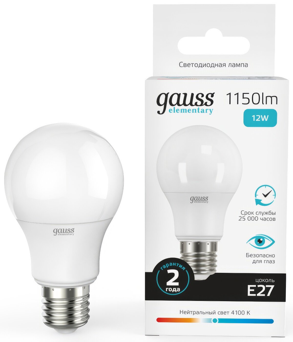 Лампа Gauss Elementary A60 12W 1150lm 4100K E27 LED