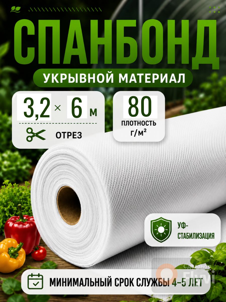 Укрывной материал для грядок Спанбонд белый 80 гр.