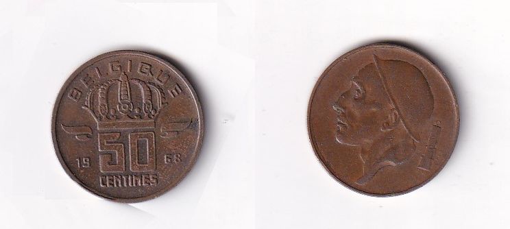 Бельгия 50 сантимов 1968 год