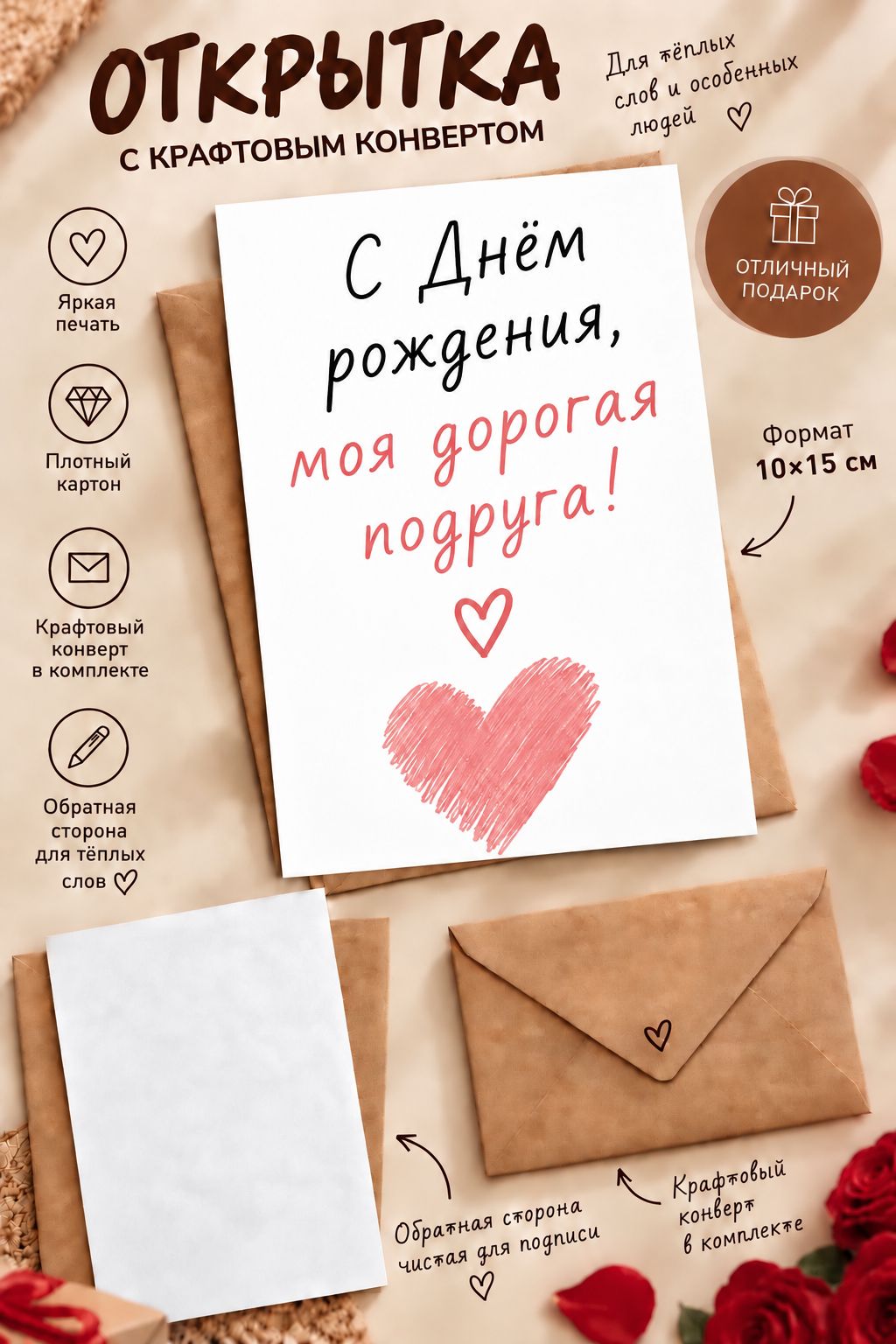 Открытка с днем рождения подруге