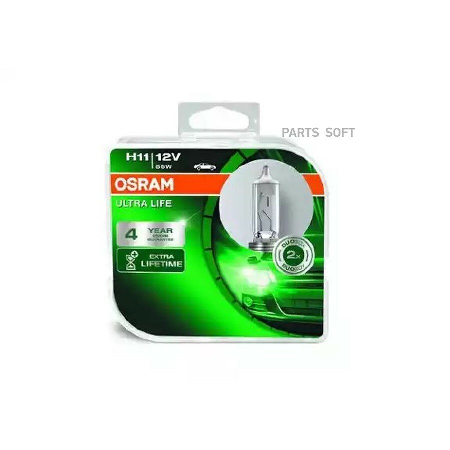 Лампа H11 12V 55W PGJ19-2 ULTRA LIFE (коробка 2шт.) от официального дистрибьютора, OSRAM, артикул 64211ULTHCB