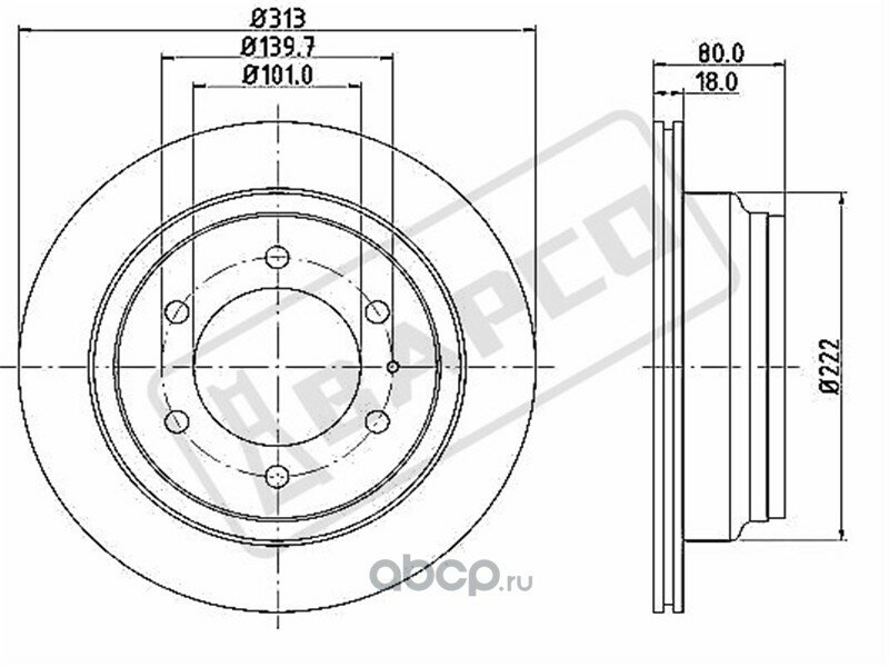 Диск торм. вент. зад Bapco BD0660
