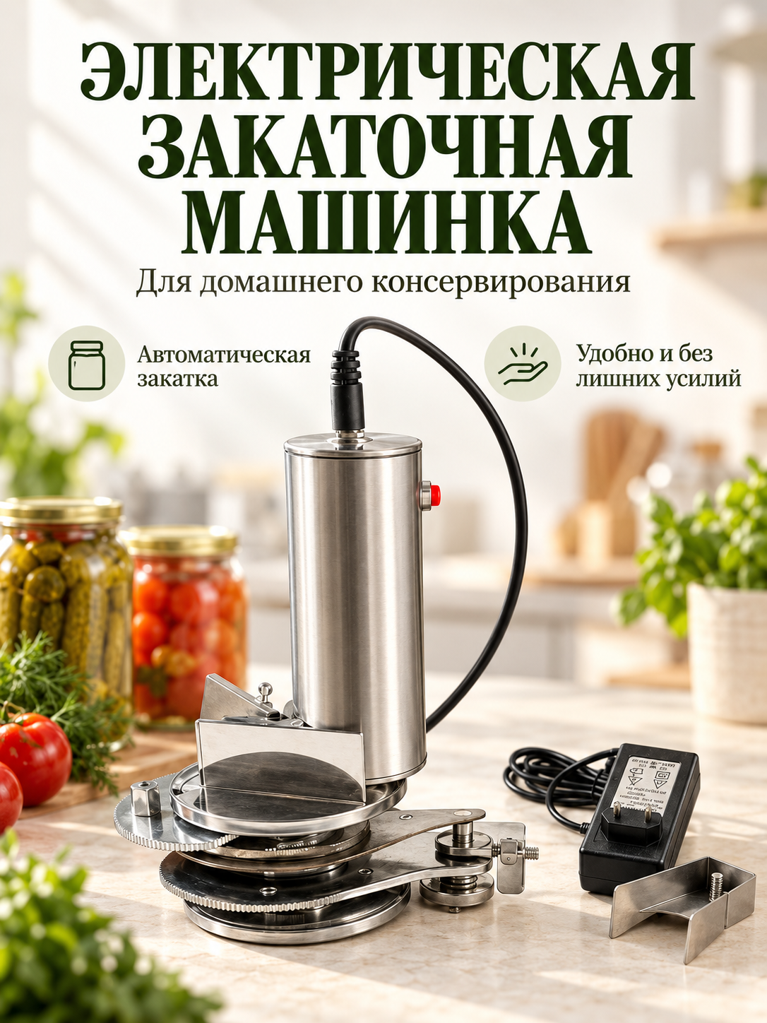 Закаточная машинка для банок электрическая , автомат ключ закаточный , для домашнего консервирования