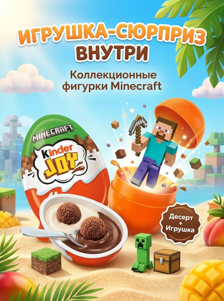 Kinder Joy Minecraft 3шт — фото 1