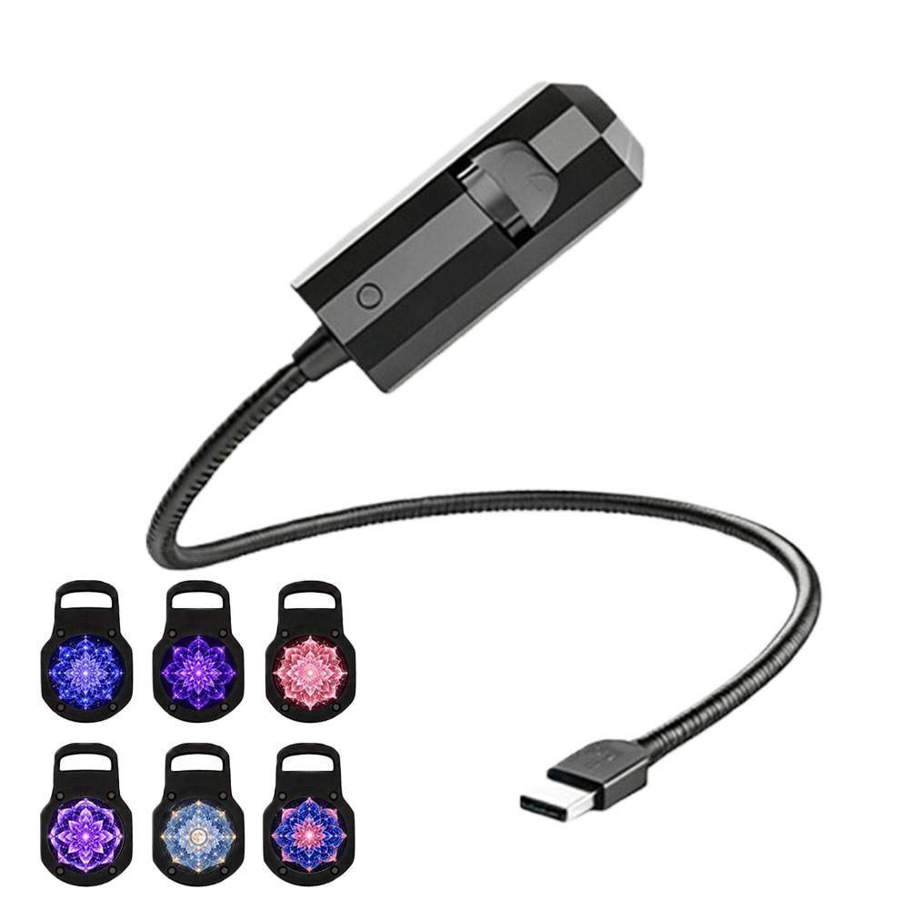 Комплект подсветки для автомобиля, с 6 слайдами, мандала, USB, гибкая ножка, черный