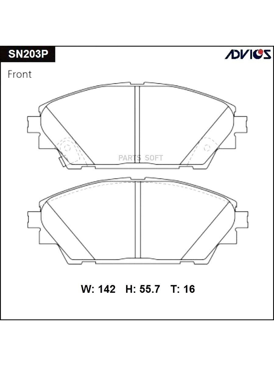 ADVICS SN203P Дисковые тормозные колодки ADVICS передние арт. продавца ADVICSSN203P