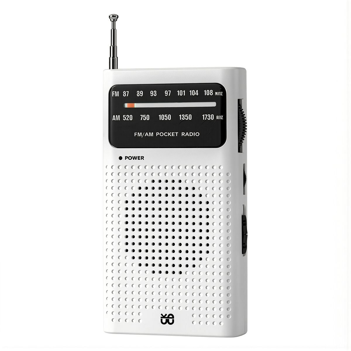 Портативный карманный радиоприемник FM AM двухдиапазонный, с телескопической антенной, стрелочный индикатор частоты, для пожилых людей, маленький, Белый / Английская инструкция