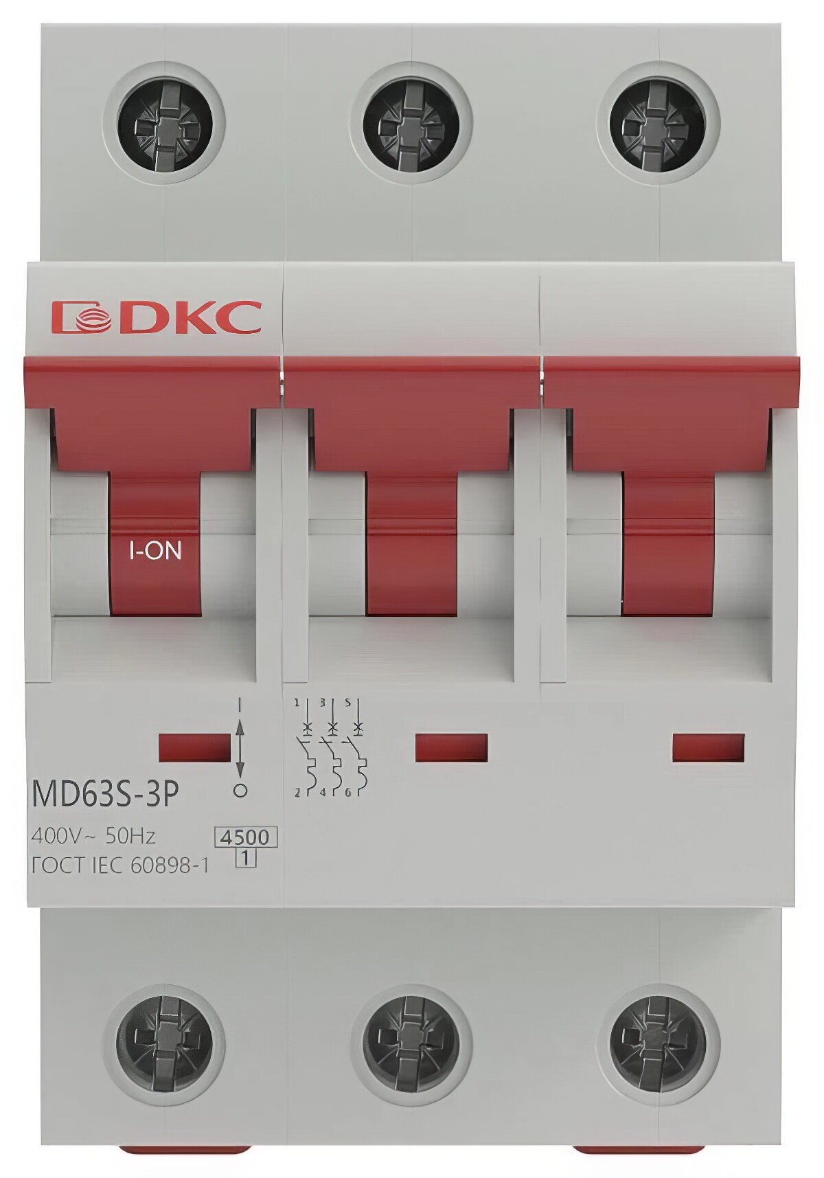 Автоматический выключатель модульный DKC Yon Max MD63S 3P 10А тип C 4,5 кА 400 В (MD63S-3PC10)