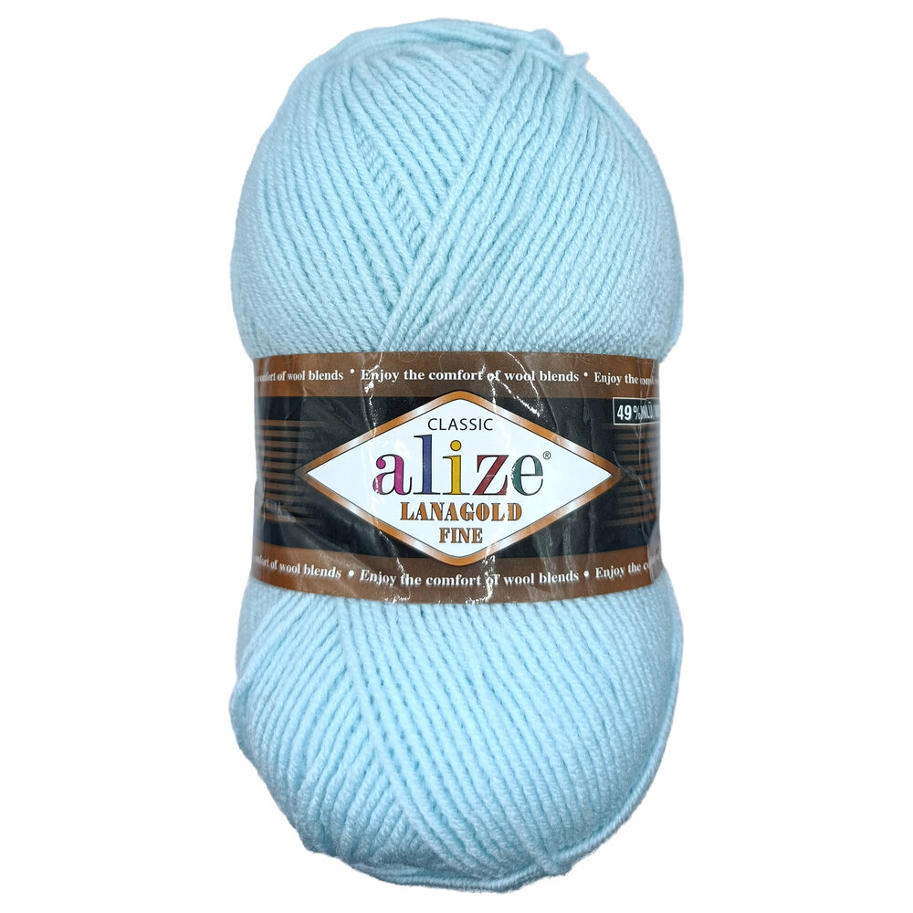 Пряжа для вязания Alize Lanagold fine 522 мята. 100 гр/390 м 49% шерсть, 51% акрил