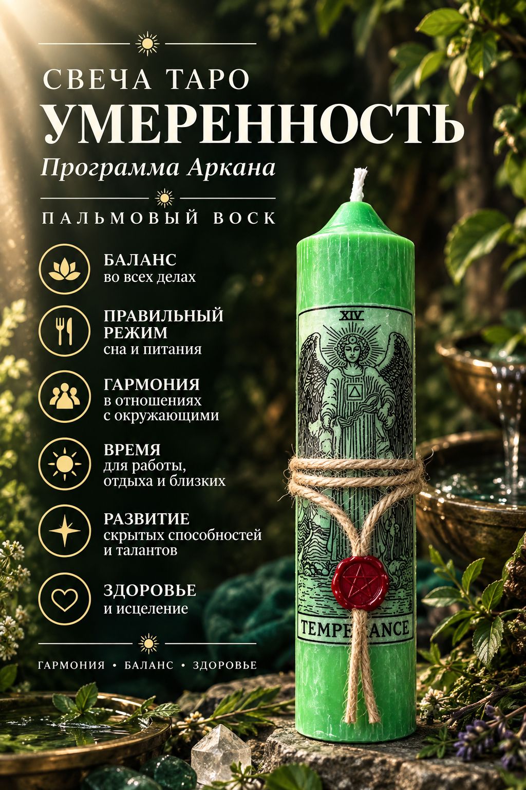 Магическая программная свеча Таро "Умеренность"