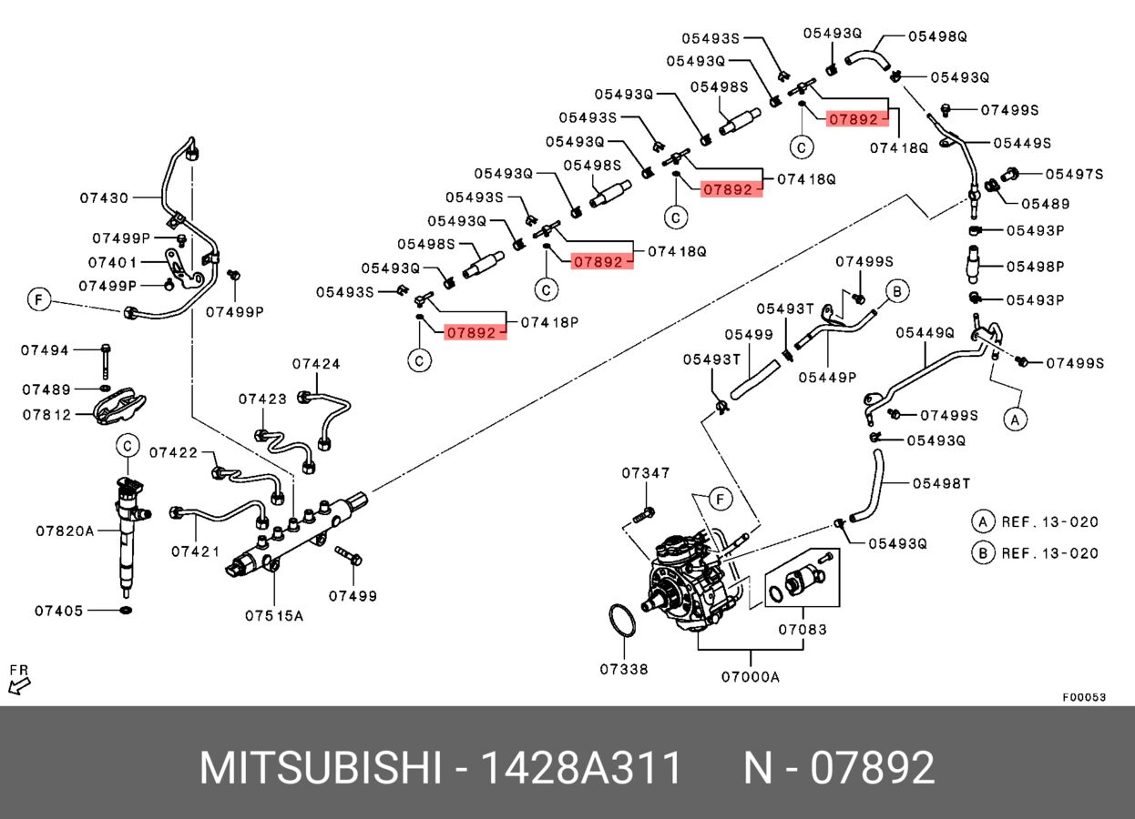 Кольцо уплотнит, топливной форсунки org (MITSUBISHI 1428A311)