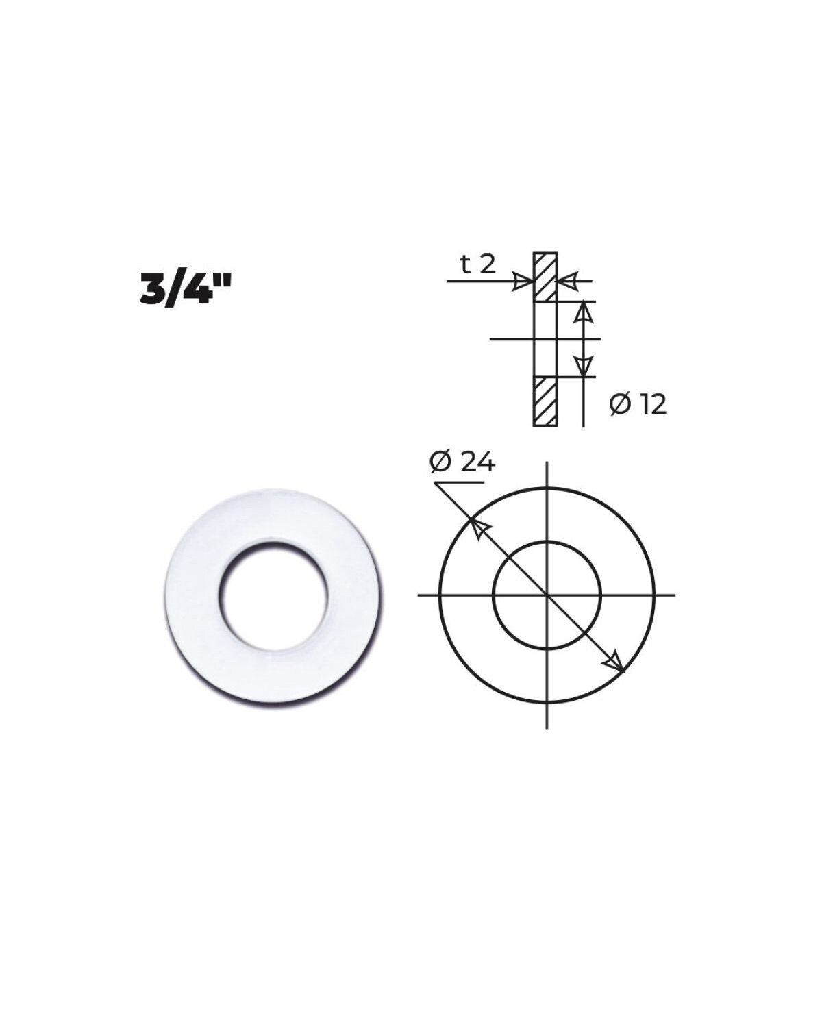 Прокладка сантехническая уплотнительная 3/4" AV ENGINEERING 100 штук (AVECA-0020)