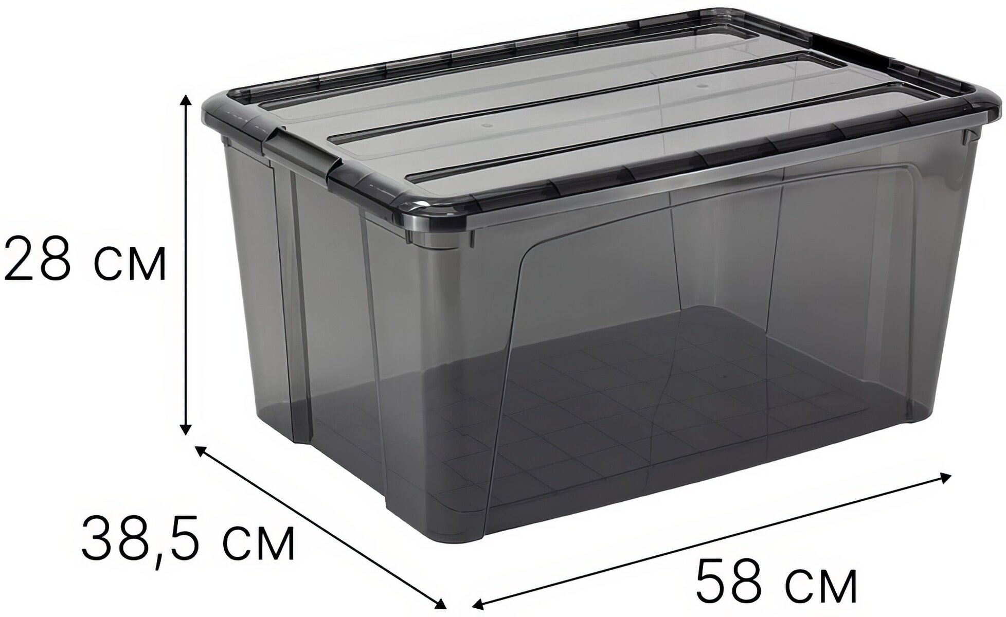Контейнер д/хранения Idea КИП 45л 58х38,5х28см с крышкой, с замками, черный ПП