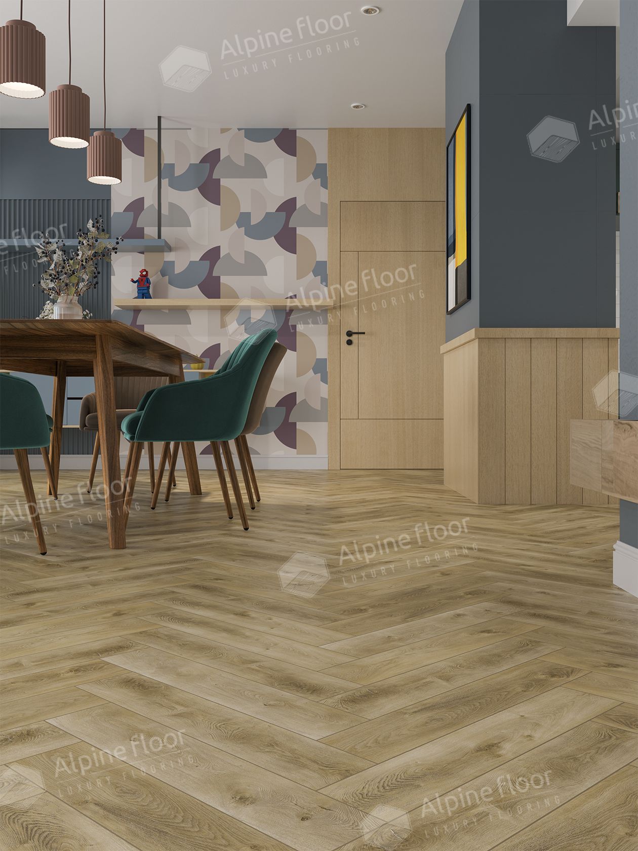 Ламинат SPC ёлочка Alpine Floor Parquet Light ЕСО 13-34 Дуб Кастор, толщина 4мм, площадь 1,95м. кв, планка 600х125х4