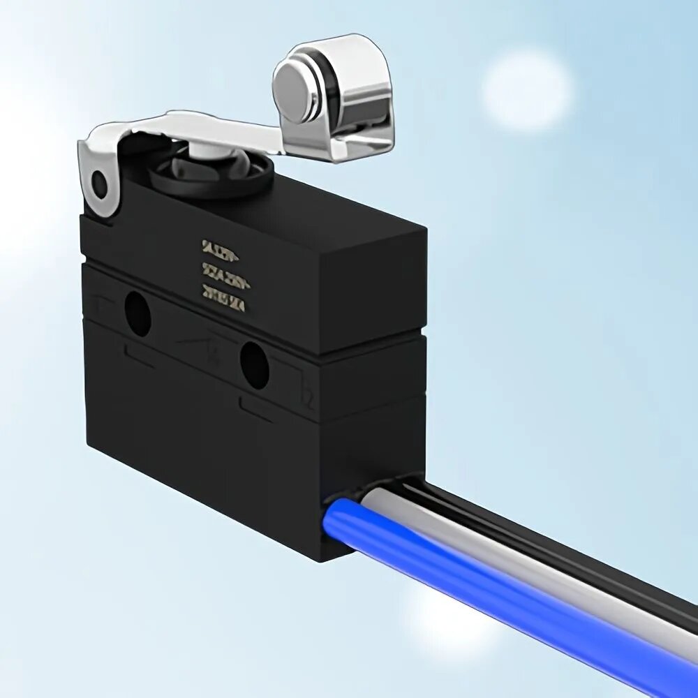 Микровыключатель с роликовым рычагом, 6A 12V DC, SPDT 3 pin, предварительно подключённый проводами