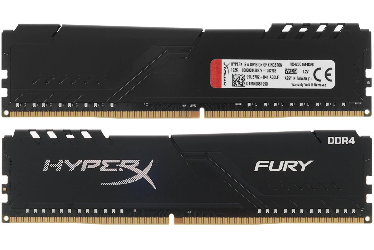 Оперативная память Kingston HyperX FURY Black [HX426C16FB3/8] DDR4 8GB 2666