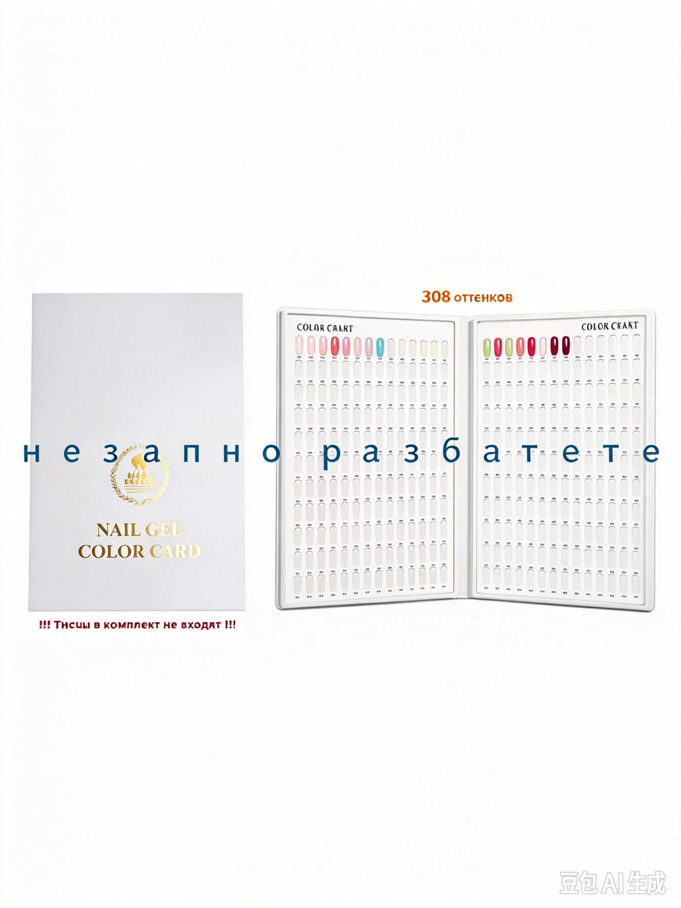 Палитра-книжка для гель-лаков на 308 ячеек / книга для вклейки типс 308 цветов