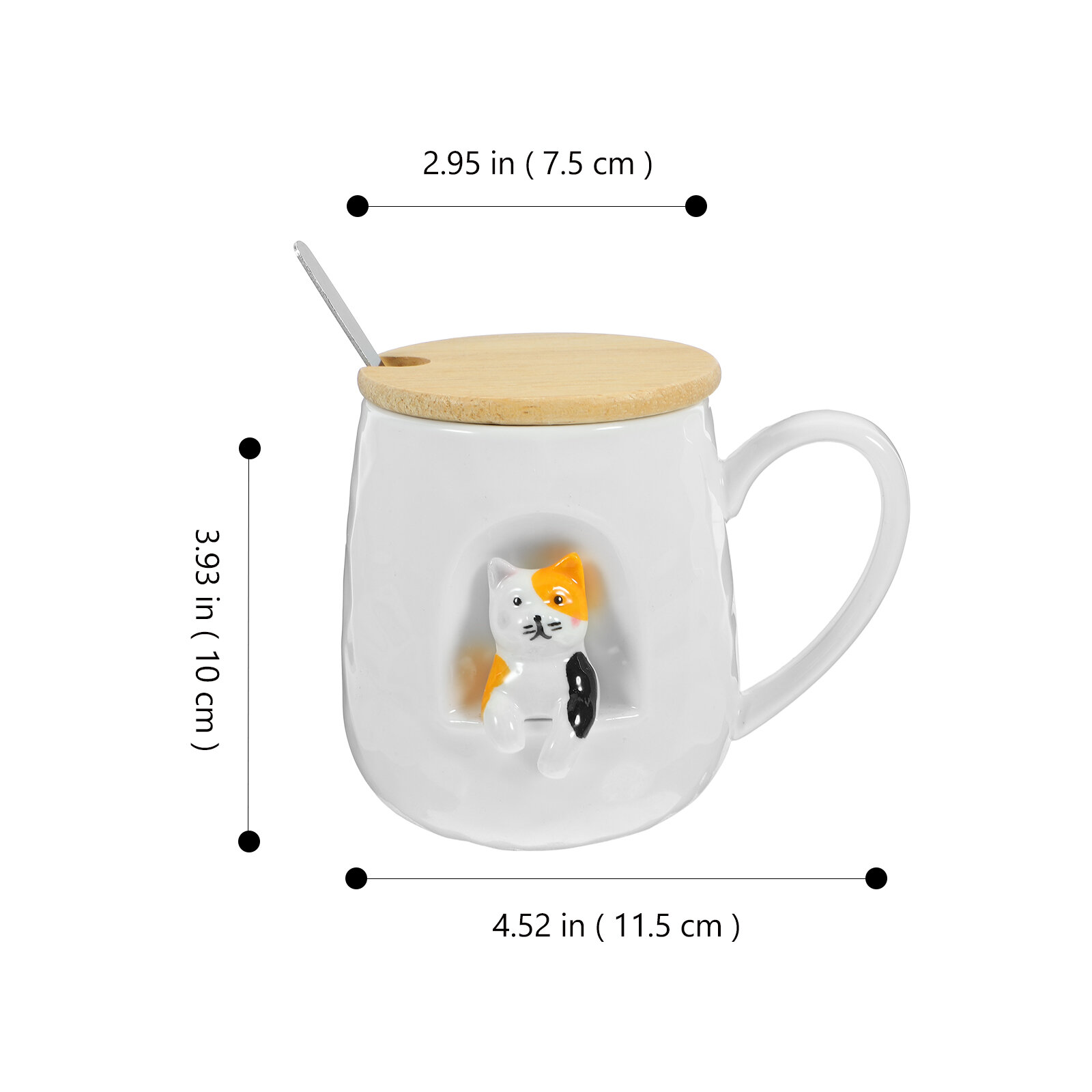 Керамическая Чашка С Кошкой Для Кофе И Чая Белого Цвета Объём 11.50X10.00X7.50Cm