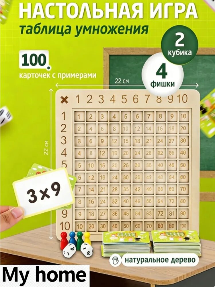 Настольная игра таблица умножения, математический тренажер. Головоломка.